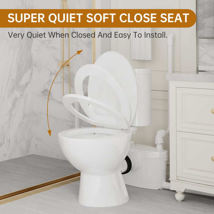 SUPERFLO Upflush Toilet for Basement-Macerating Toilet with 600W Macerator Pump with 4 Water ...